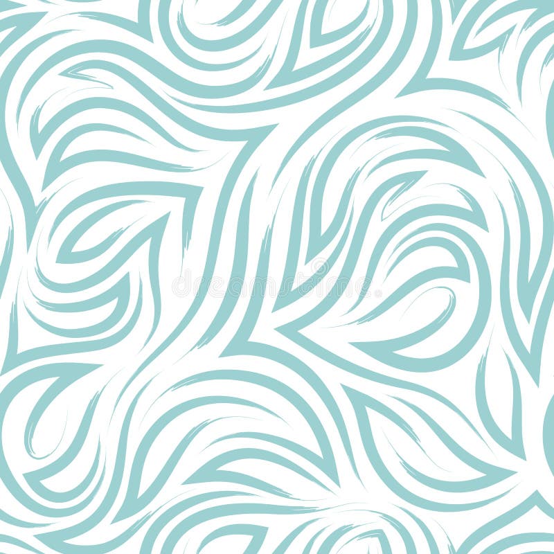 Turquoise Flowing Lines and Corners Vector Seamless Pattern Isolated on ...