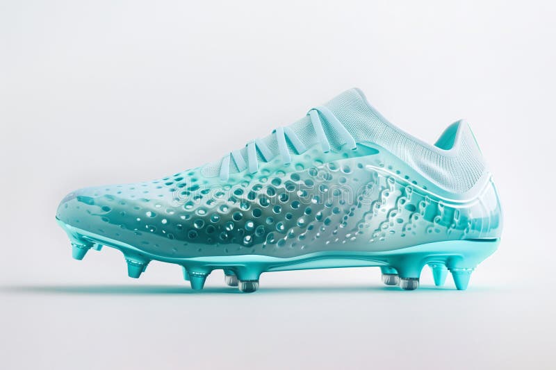 Turquoise Football Boot on White, Professional Studio Shot Stock ...