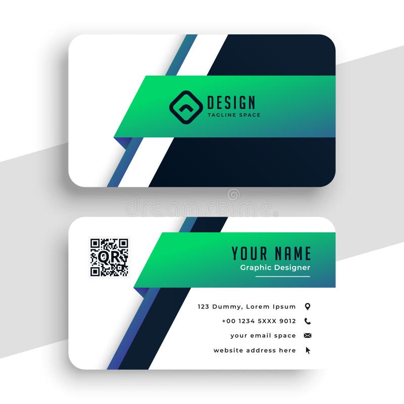 Turquoise Geometric Modern Business Card Design Stock Vector ...