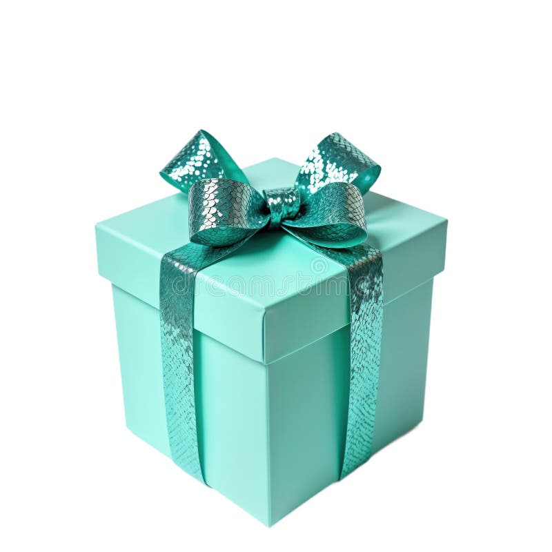 Turquoise Gift Box with Sequin Bow. Present Wrapped with Turquoise ...