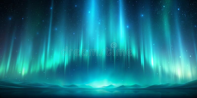 Turquoise Glow Like an Aurora Borealis on a Dark Abstract Base AI ...
