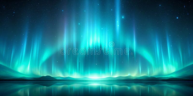 Turquoise Glow Like an Aurora Borealis on a Dark Abstract Base AI ...