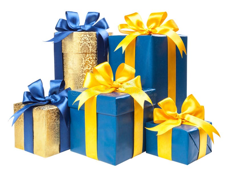 Gift Box with Bow on Yellow and Green Background. Top View Stock Image ...