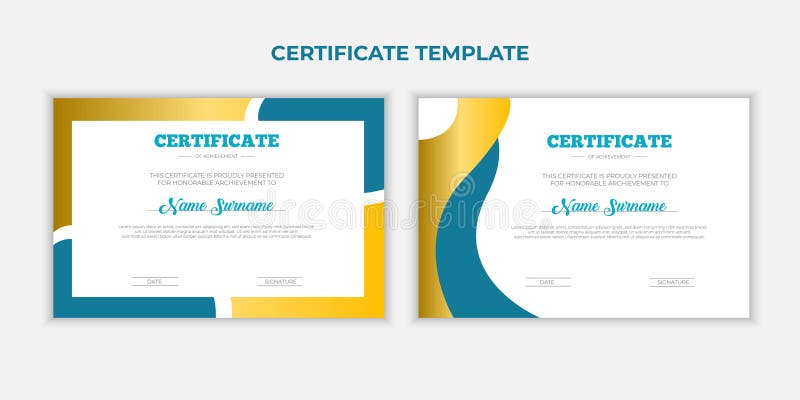 Turquoise and Gold Certificate of Achievement Template Set with Gold ...