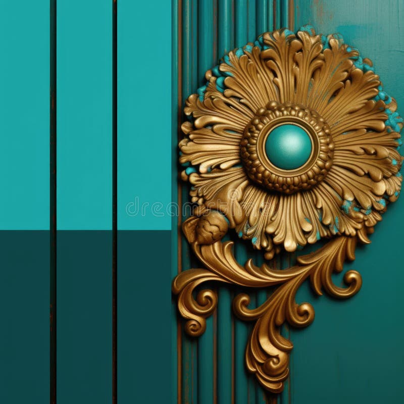 Turquoise and Gold Color Shades, Abstract Illustration Stock ...