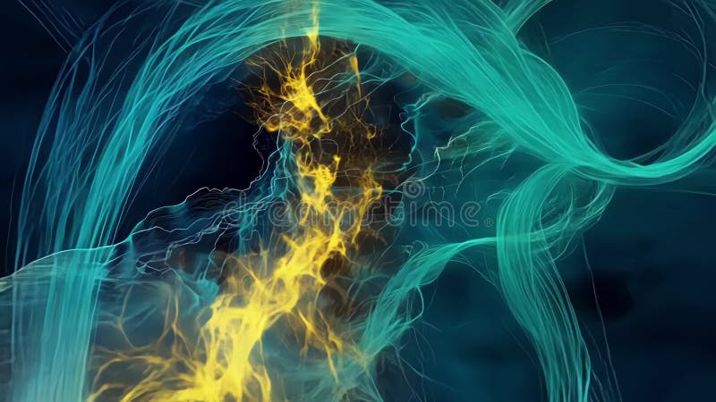 Abstract Animation of Intertwining Turquoise and Gold Energy Stock ...