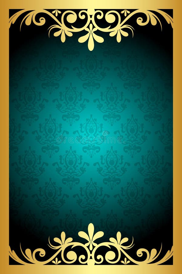 Turquoise and Gold Ornate Wallpaper Stock Vector - Illustration of east ...