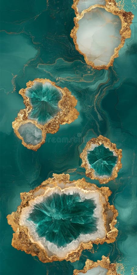 Turquoise and Gold Marble Onyx Geode Texture, Luxurious Crystal ...