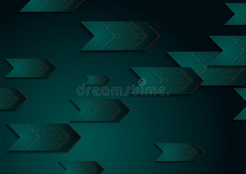 Turquoise and Golden Arrows Abstract Techology Background Stock Illustration - Illustration of ...