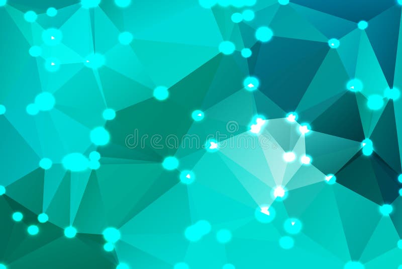Turquoise Green Geometric Background with Lights Stock Vector ...