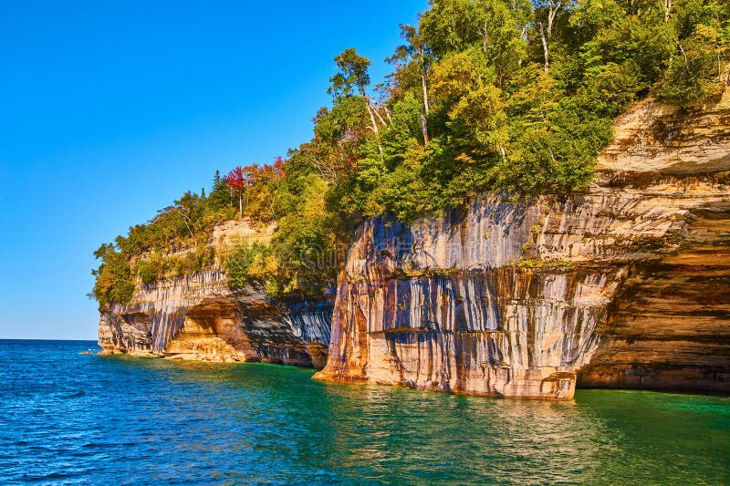 Turquoise Green Waters with Soaring Cliffs of Pictured Rocks National ...