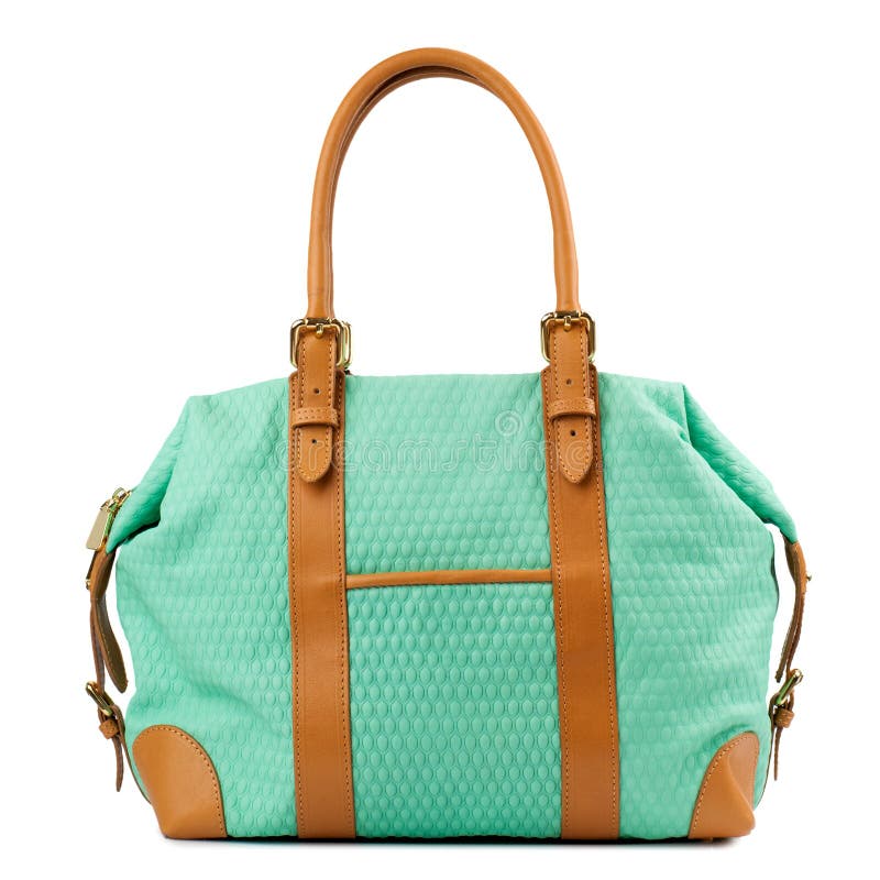 Dark Turquoise Glossy Female Handbag Isolated on White Background ...