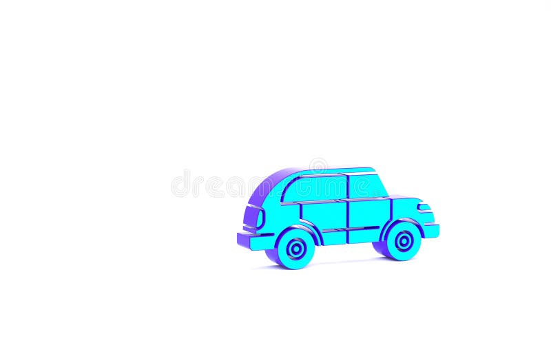 Turquoise Hatchback Car Icon Isolated on White Background. Minimalism ...