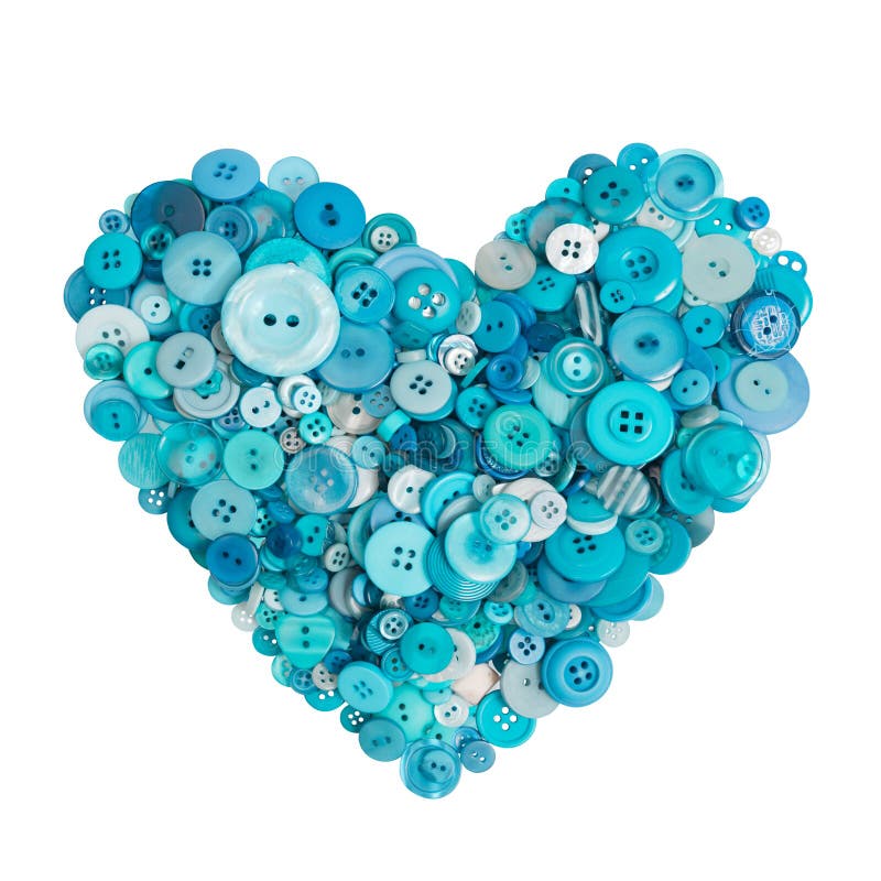 Turquoise Heart of Many Buttons. Stock Image - Image of ornament, multi ...