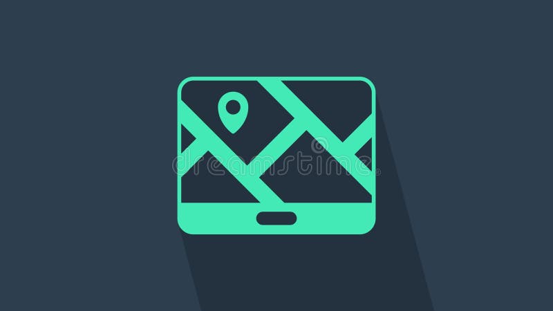 Turquoise Infographic of City Map Navigation Icon Isolated on Blue ...