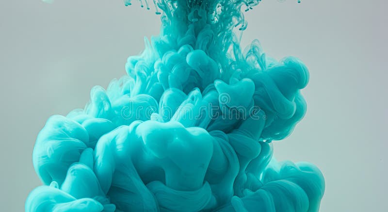 Turquoise Ink Explosion in Water Creating Abstract Cloud Effect with ...