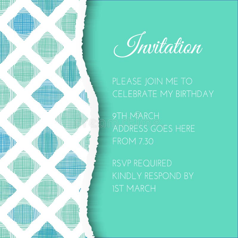 Turquoise Invitation Design in Elegant Abstract Geometric Style Stock ...