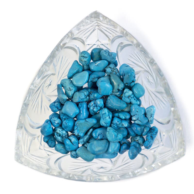 Turquoise Jewel Gemstones in Plate Isolated on White Background Group ...