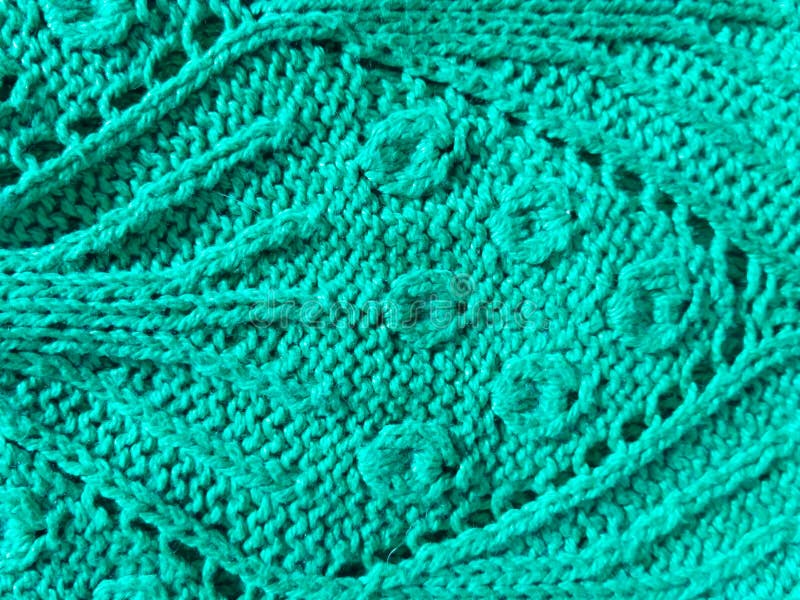 Turquoise Knitted Fabric with Pattern Stock Image - Image of knitted ...