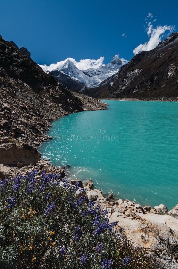 .turquoise Lagoon of Paron with High Snow-capped Mountain Peaks in the ...