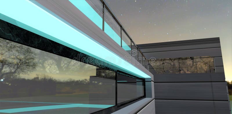 Turquoise LED Strip Installed in the Window Arch As an Evening ...