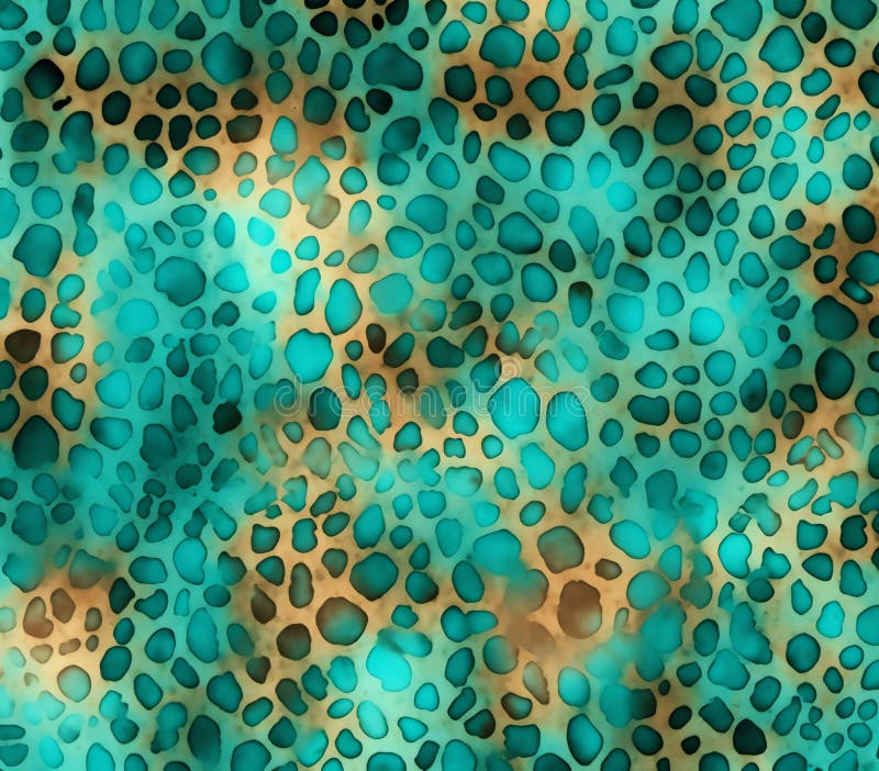 Turquoise Leopard Print Wallpaper Pattern with Dark Bronze and Emerald ...