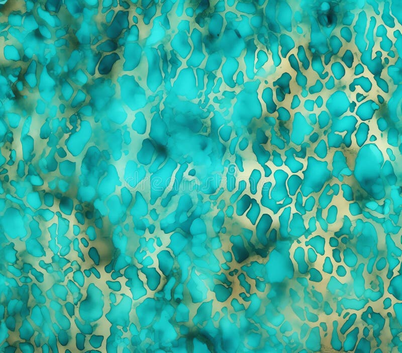 Turquoise Leopard Print Wallpaper Pattern with Dark Bronze and Emerald ...