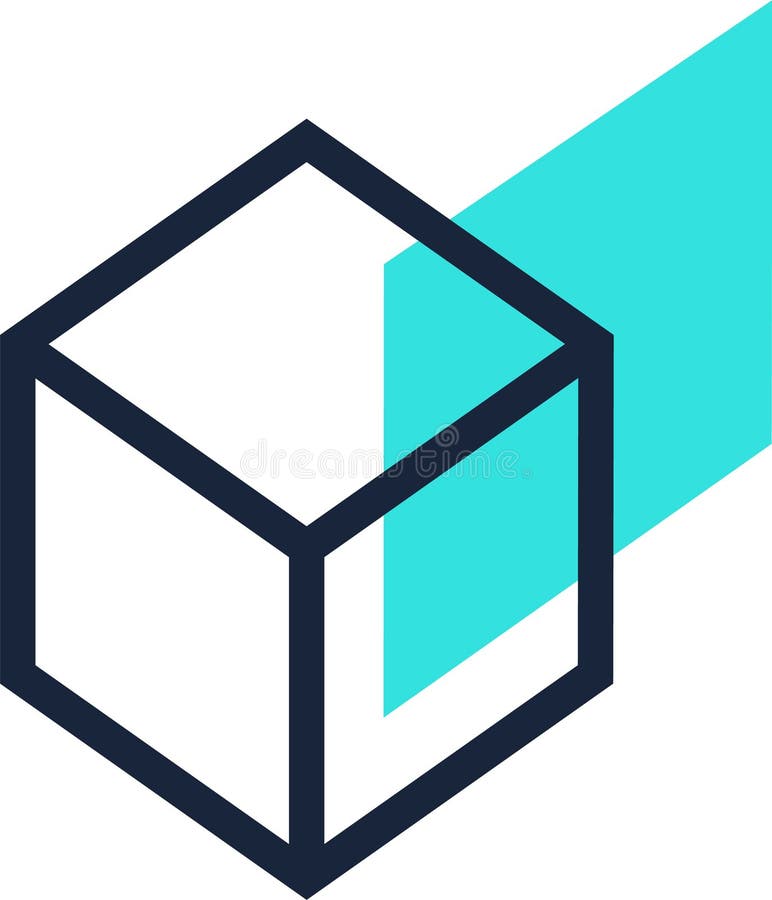 Turquoise Light Passing through a Transparent Cube Creates a Modern and ...