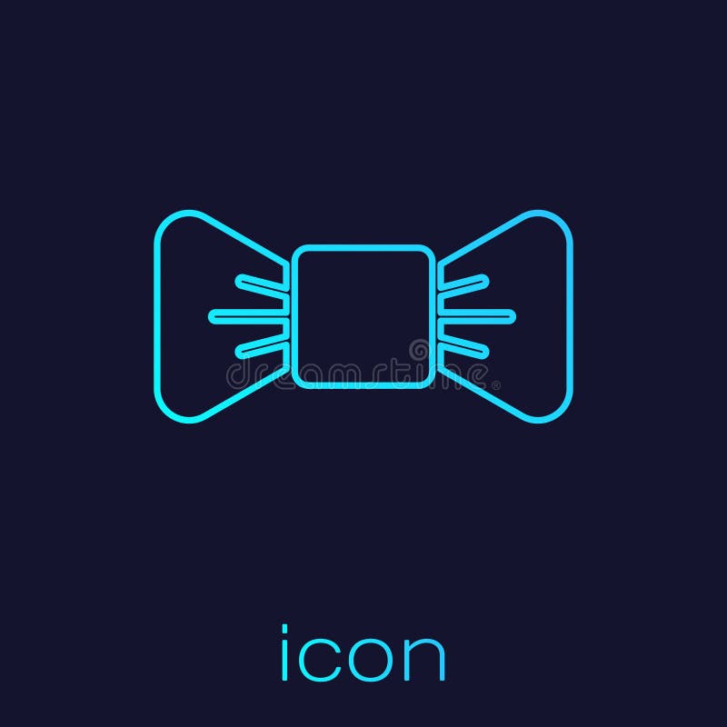 Turquoise Line Bow Tie Icon Isolated on Blue Background. Vector ...