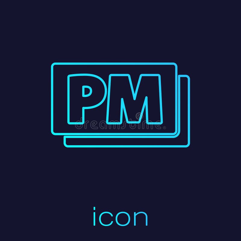 Turquoise Line Clock PM Icon Isolated on Blue Background. Time Symbol ... Turquoise Line Clock PM Icon Isolated on Blue Background. Time Symbol ...