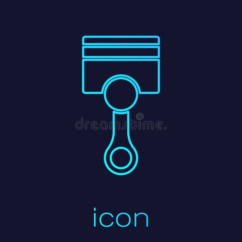Turquoise Line Engine Piston Icon Isolated on Blue Background. Car ...
