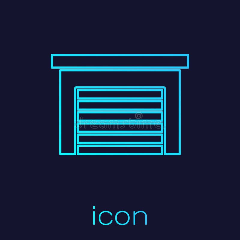 Turquoise Line Garage Icon Isolated on Blue Background. Vector Stock ... Turquoise Line Garage Icon Isolated on Blue Background. Vector Stock ...