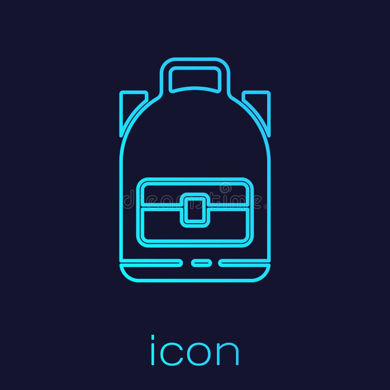 Turquoise Line Hiking Backpack Icon Isolated on Blue Background ...