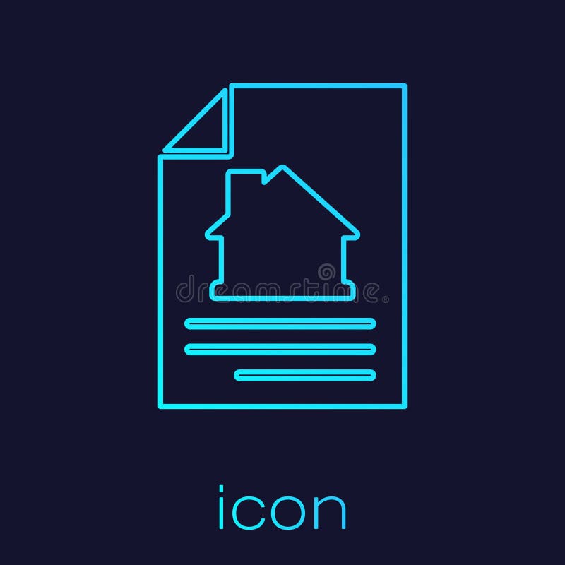 Turquoise Line House Contract Icon Isolated on Blue Background ...
