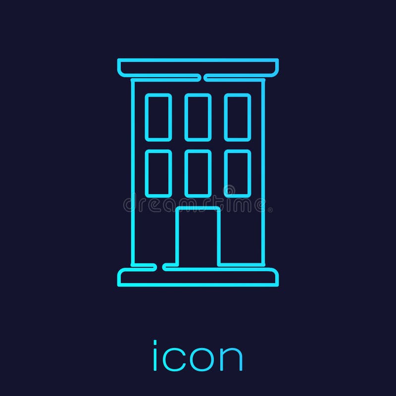 Turquoise Line House Icon Isolated on Blue Background. Home Symbol ...
