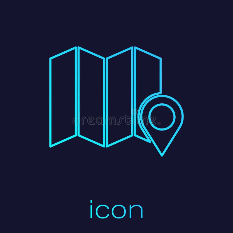 Turquoise Line Location of the Forest on a Map Icon Isolated on Blue ...