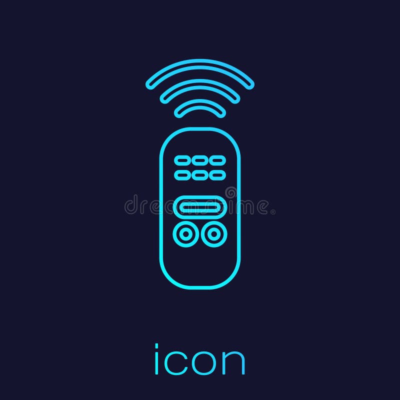 Turquoise Line Smart Remote Control System Icon Isolated on Blue ...
