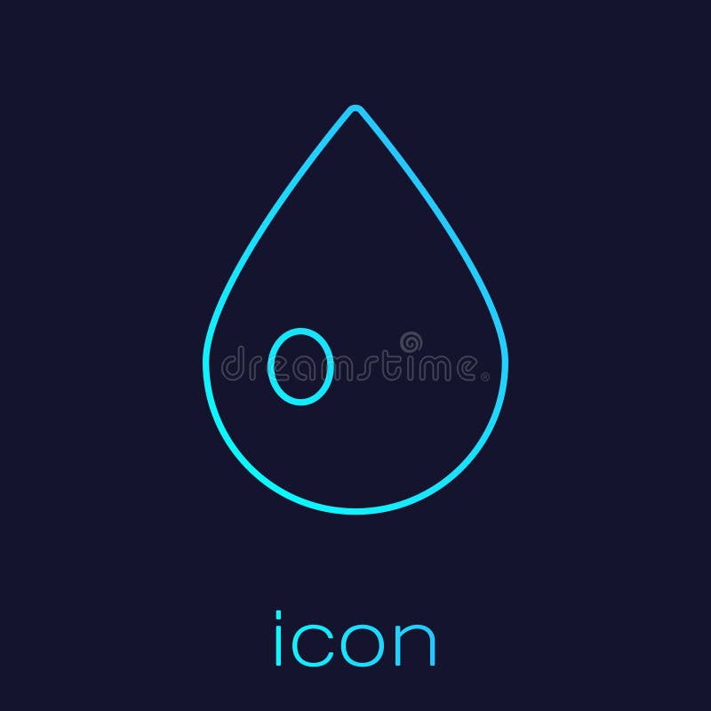 Turquoise Line Water Drop Icon Isolated on Blue Background. Vector ...