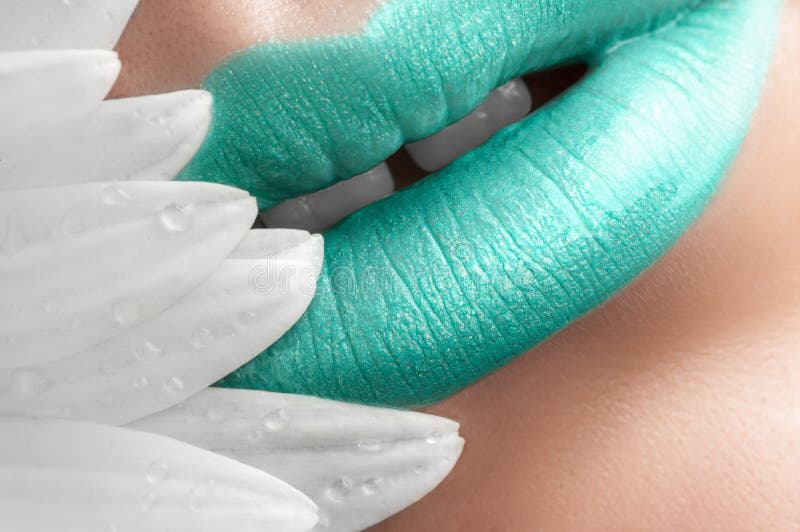 Lips Close-up And Manicure. Stock Image - Image of glamor, lipstick ...