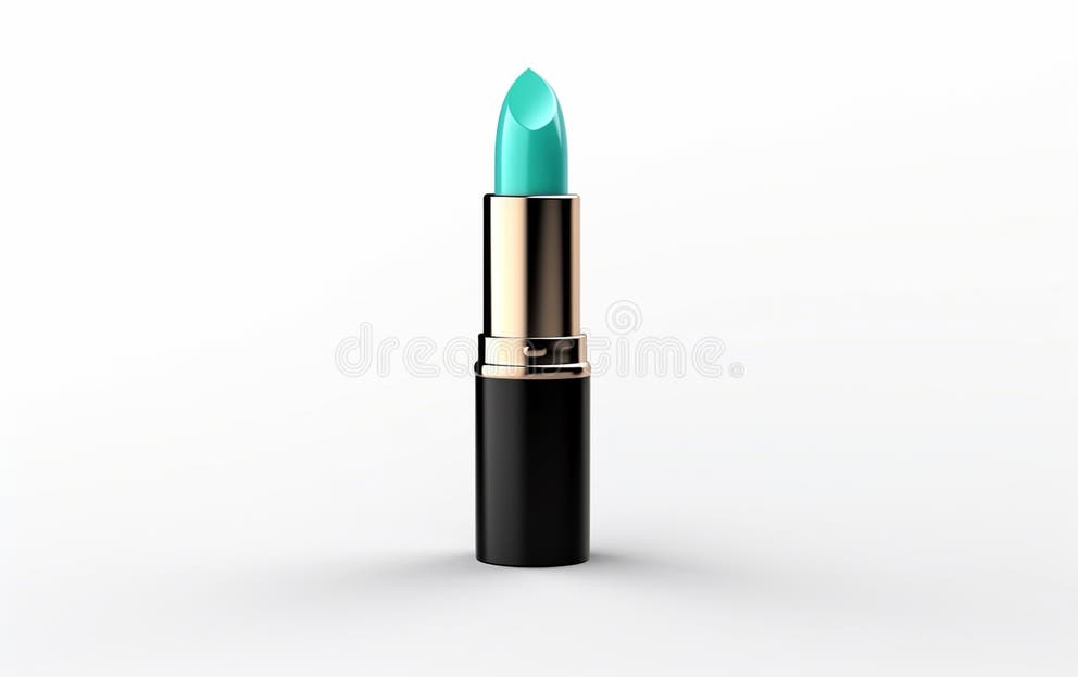 Turquoise Lipstick Container Pops on White Background Stock Image ...