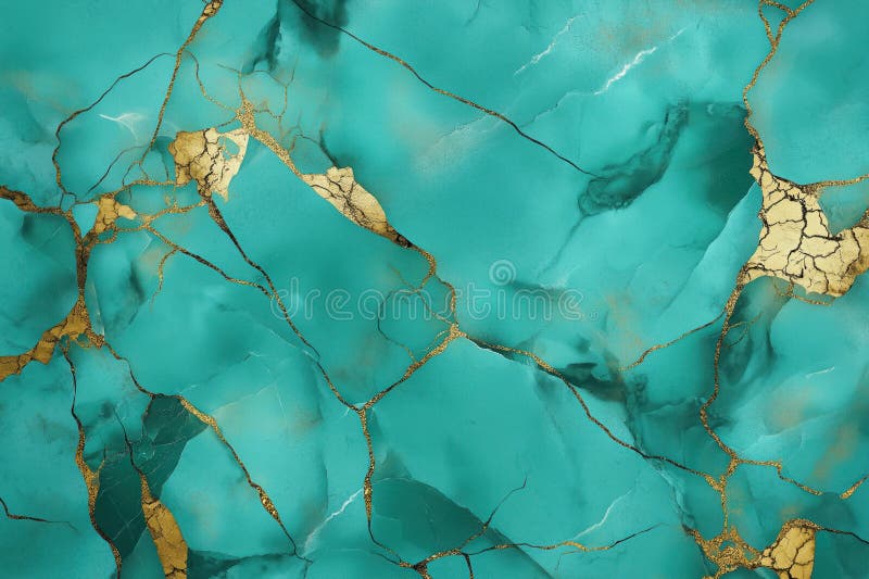 Turquoise Marble Texture with Cracked Gold Details Creates Luxurious ...