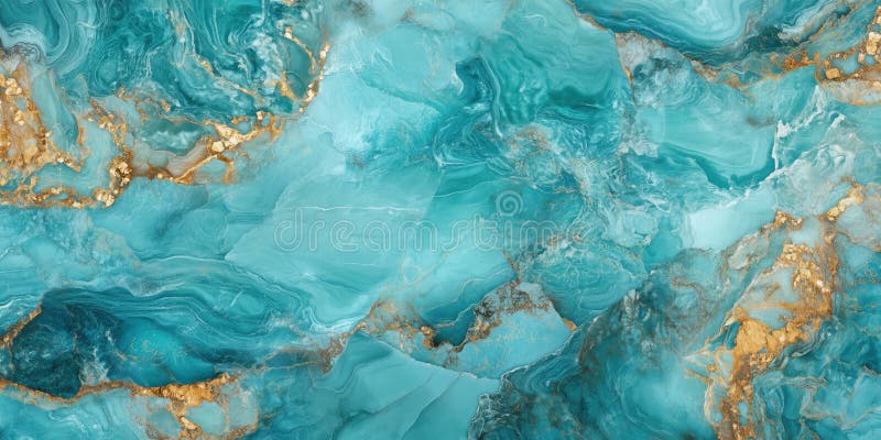 Turquoise Marble Texture with Golden Veins and Abstract Patterns Stock ...