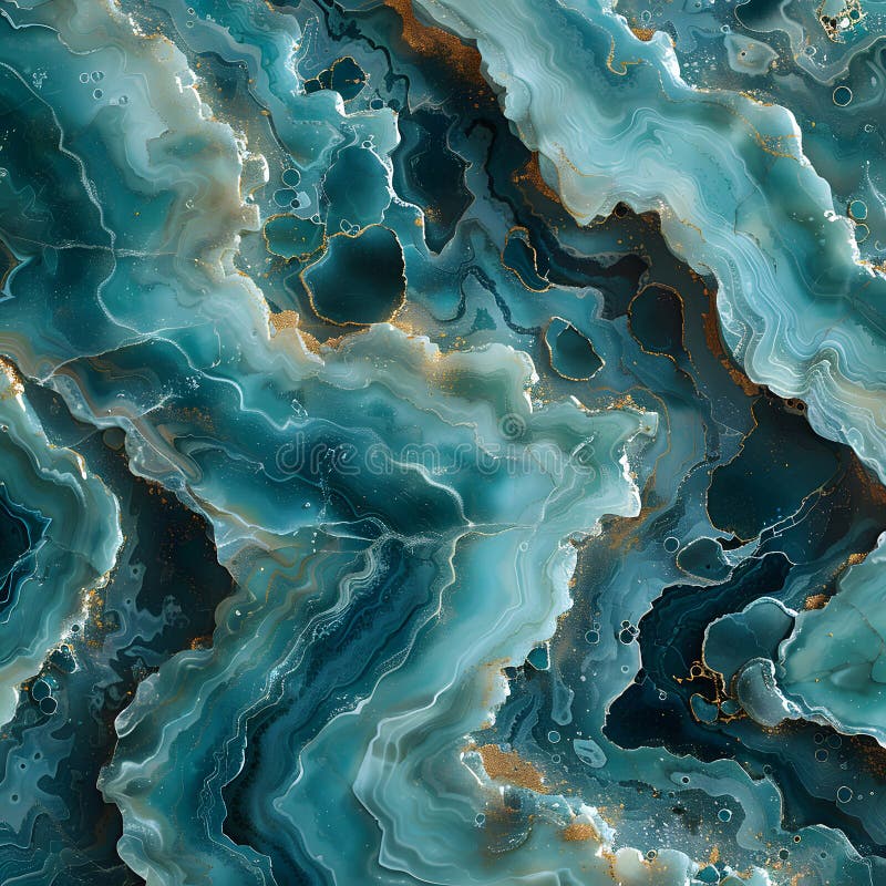 Turquoise Marble Texture - Symmetrical Top View with Swirl Patterns ...