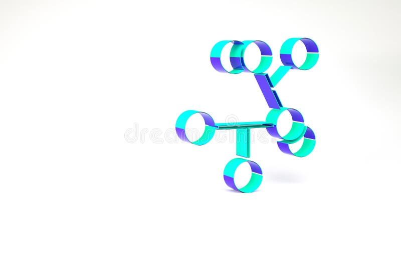 Turquoise Molecule Icon Isolated on White Background. Structure of ...