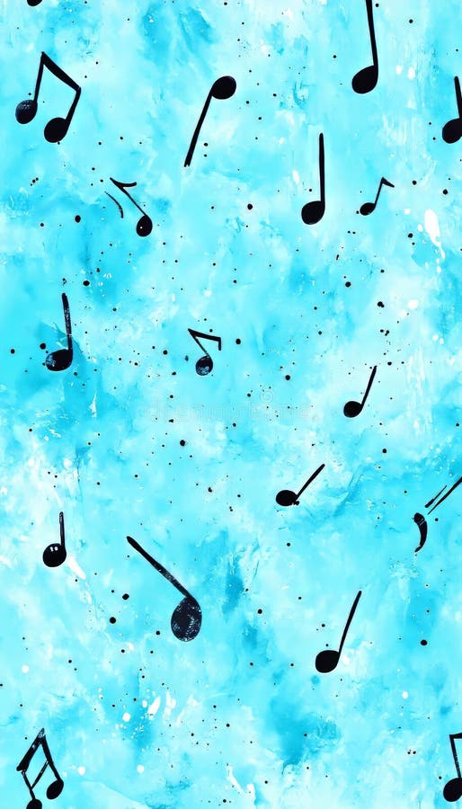Turquoise Music Background, Abstract Design with Dancing Musical Notes ...