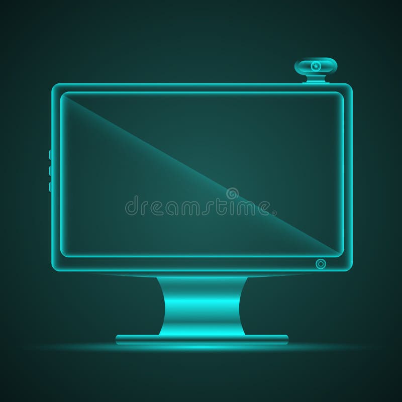 Turquoise neon computer stock vector. Illustration of display - 96234674