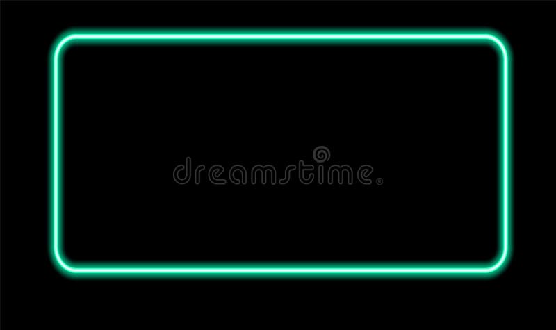 Turquoise Neon Rectangle. Abstract Frame Horizontal Rectangle with ...