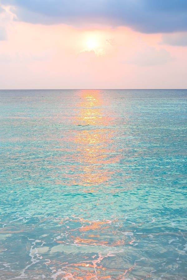 Turquoise Ocean in Sunrise at Tropical Island Stock Photo - Image of ...