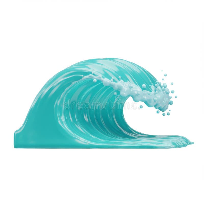 Turquoise Ocean Wave on White Background Stock Photo - Image of crest ...