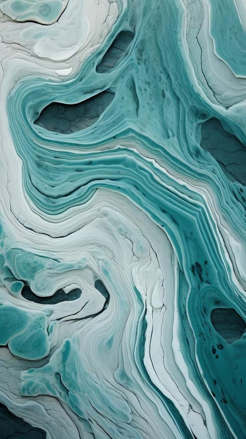 Turquoise Ocean Waves in Biomorphic Abstraction Art Style Stock ...
